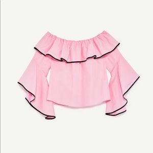 Zara | Tops | Zara Pink Off Shoulders Blouse | Poshmark